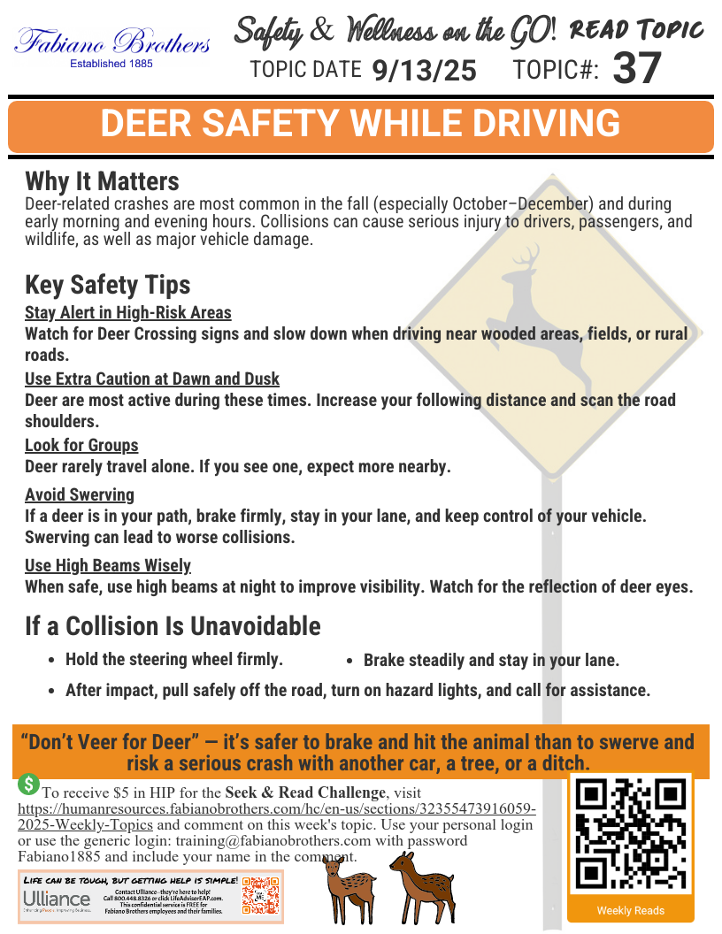 Weekly Topic 37 - Deer & Driving (091325) – HR4U