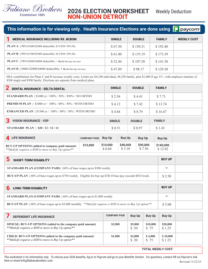 NON-UNION ELECTION WORKSHEETS 2026 – HR4U